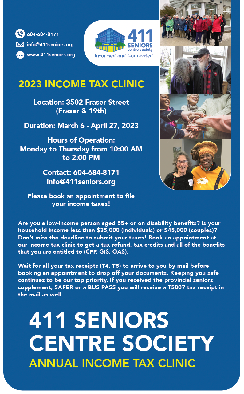 Income Tax Preparation - 411 Seniors Centre Society